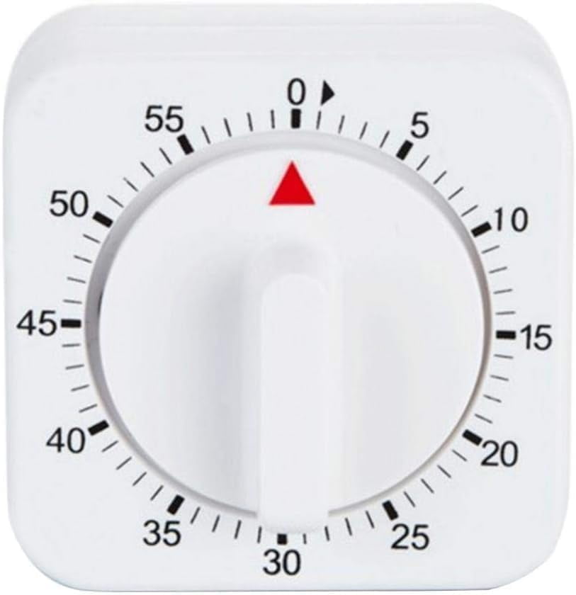 White Timer, 60 Minutes Kitchen Cook Square Timer Mechanical Countdown ...