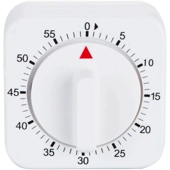 White Timer, 60 Minutes Kitchen Cook Square Timer Mechanical Countdown ...