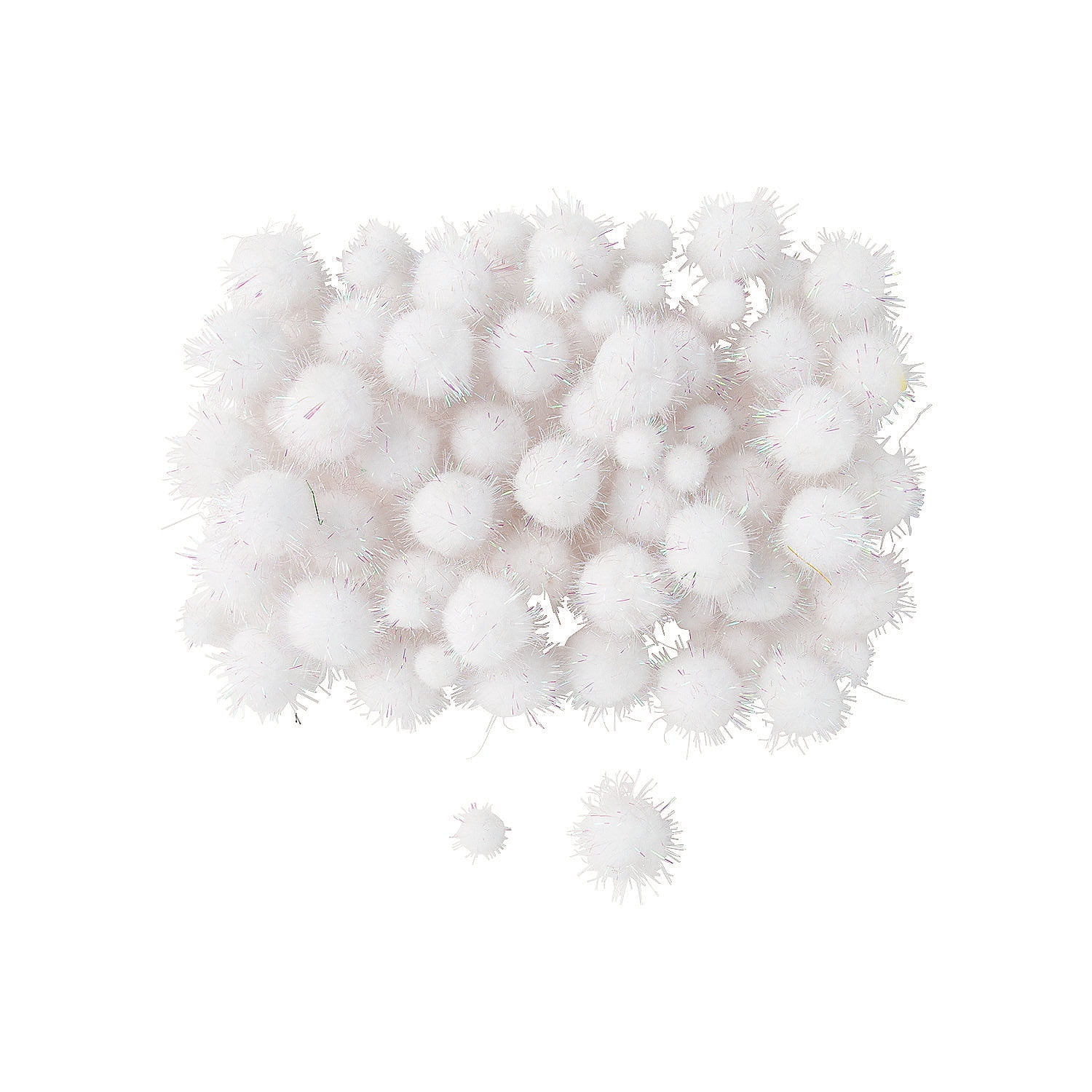 White Tinsel Pom-Poms, Craft Supplies, Crafts Pom Poms, Bulk Craft ...