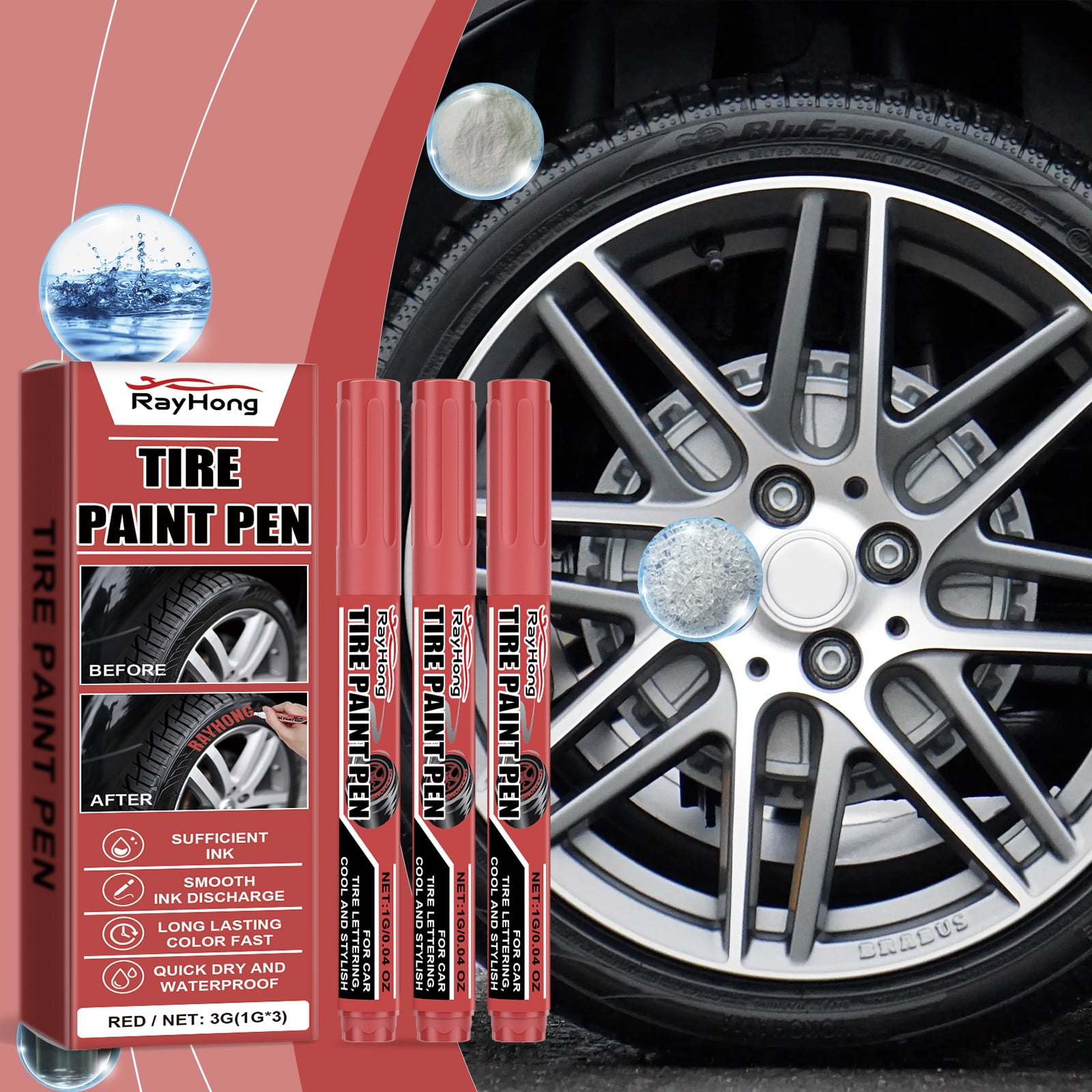 White Tire Paint Pen Set | Multi-Color Oil-Based Marker for Car Tire ...