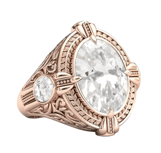 White Topaz Gemstone Wedding Signet Ring For Men 18K Gold Gemstone 10Ct ...