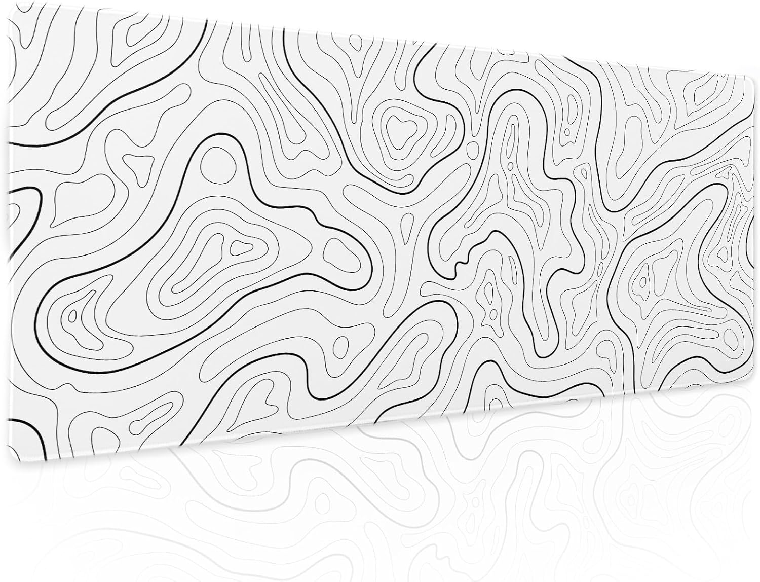 White Topographic Contour Gaming Mouse Pad - XL Geographic Map Lines ...