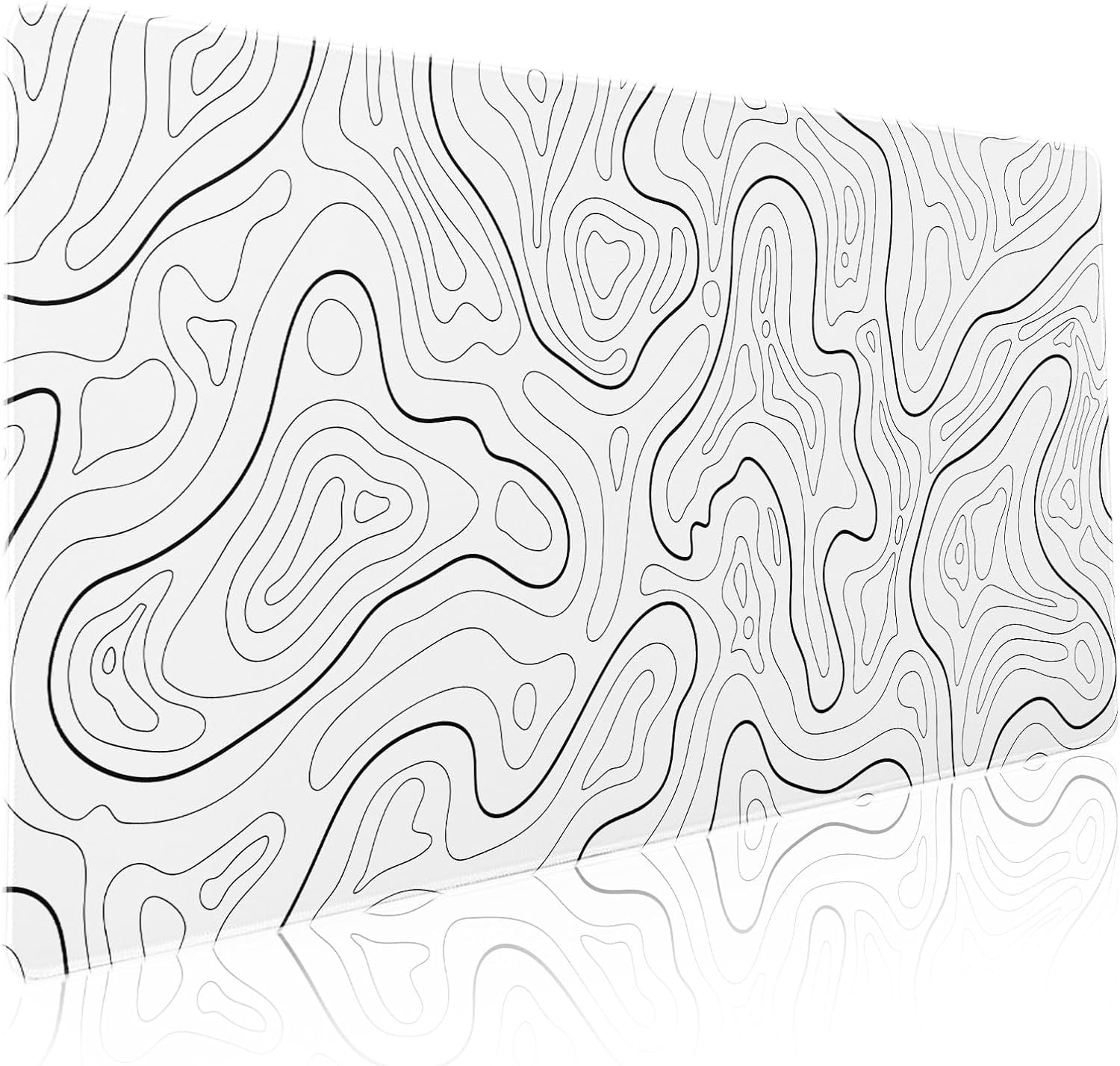 White Topographic Contour Gaming Mouse Pad XXL Geographic Map Lines ...