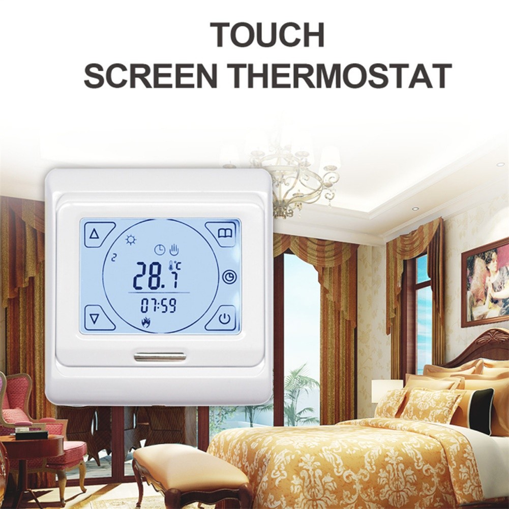 White Touchscreen Programmable Thermostat For Underfloor Heating With ...