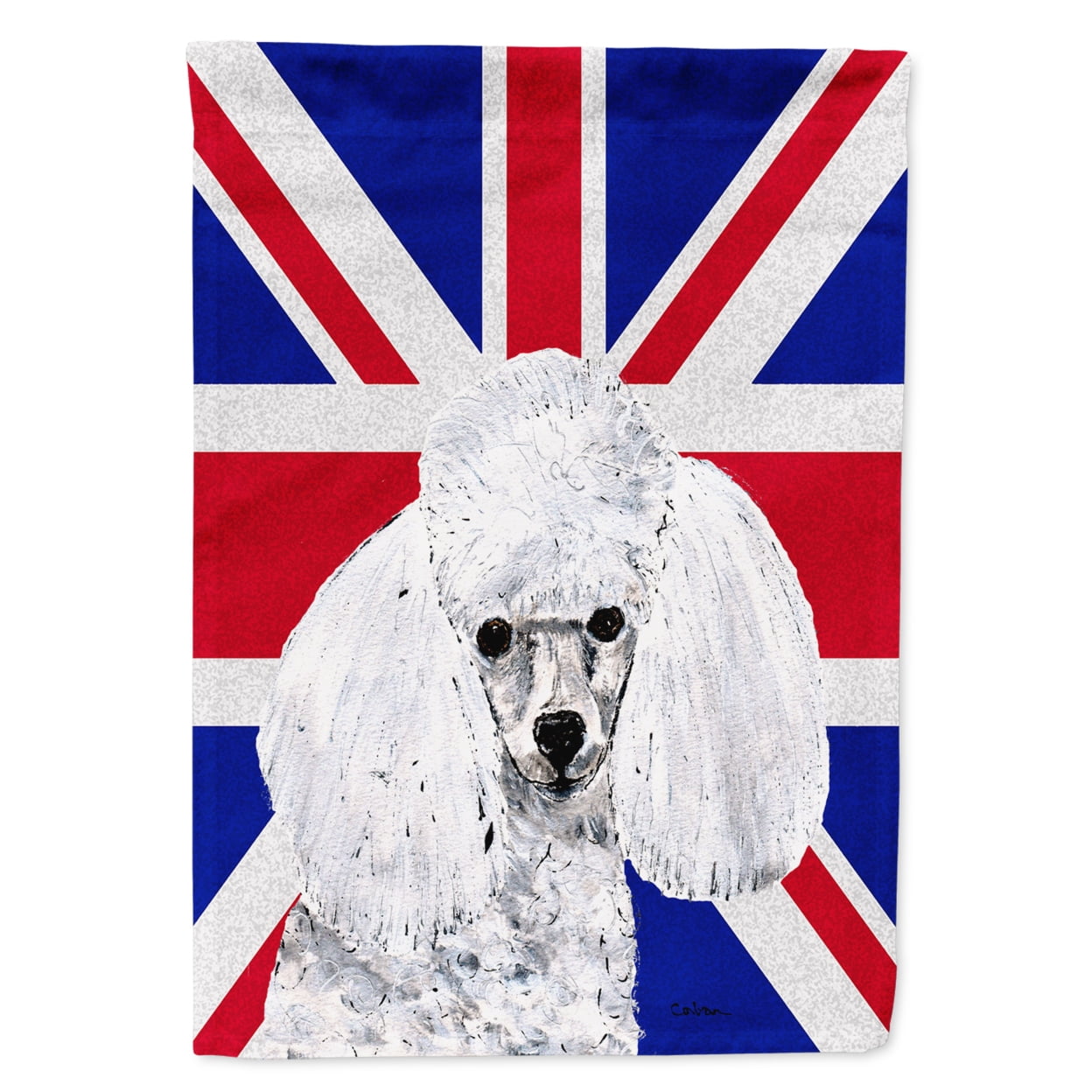 White Toy Poodle with English Union Jack British Flag House Flag ...