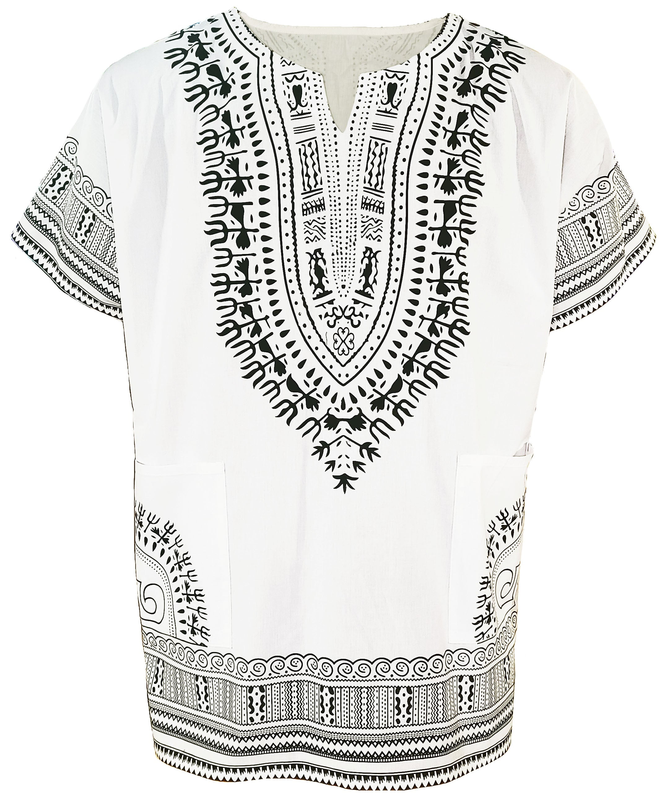 White Traditional African Print Dashiki Shirt - XL - Walmart.com