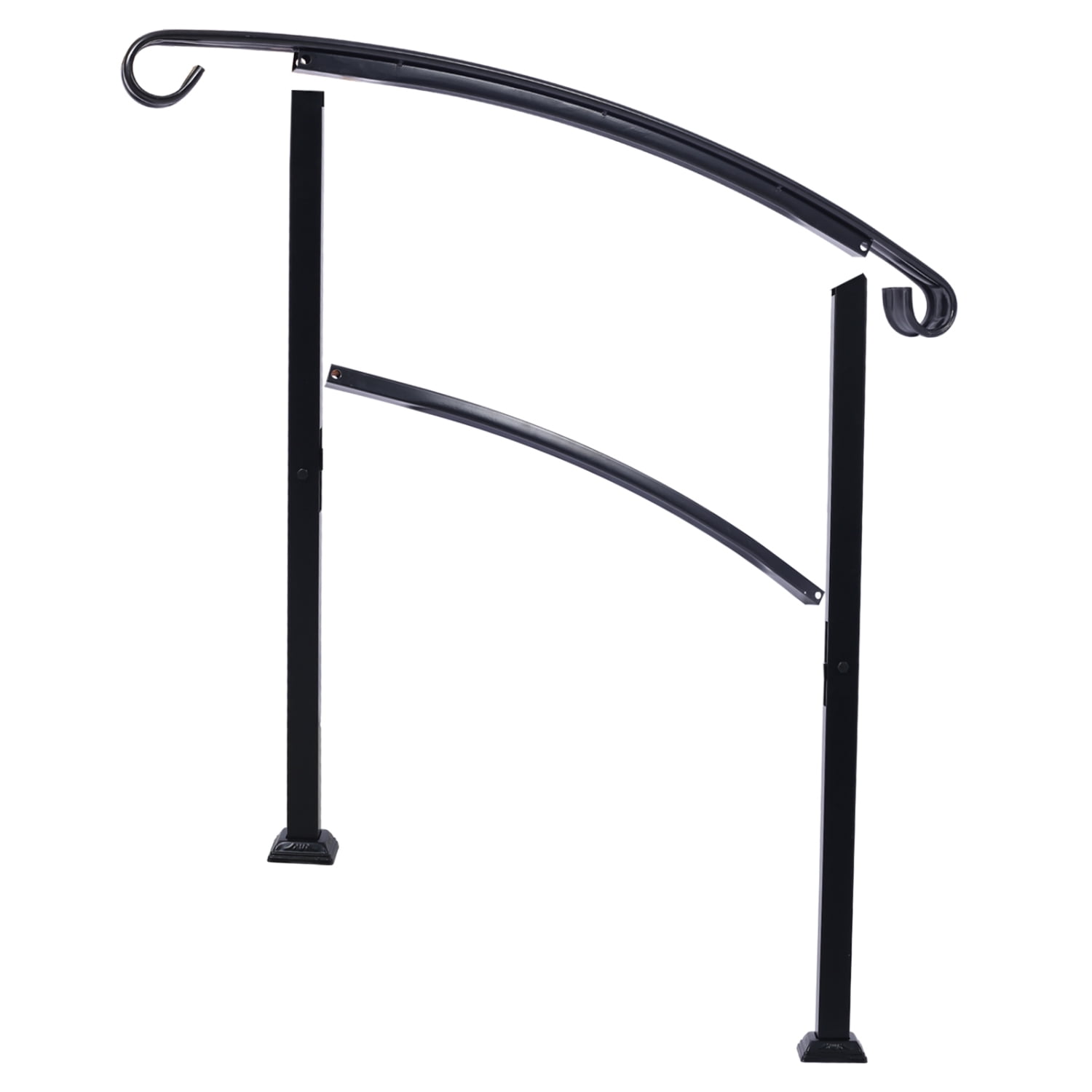 White Transitional Flexible Wrought Iron Handrail for Outdoor Steps Fit ...