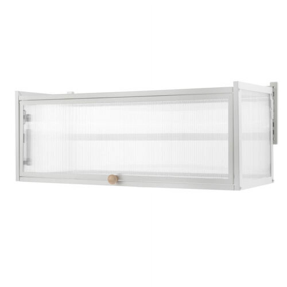 White Translucent Wall Mount Cabinet With Flip-up Door For Bathroom ...