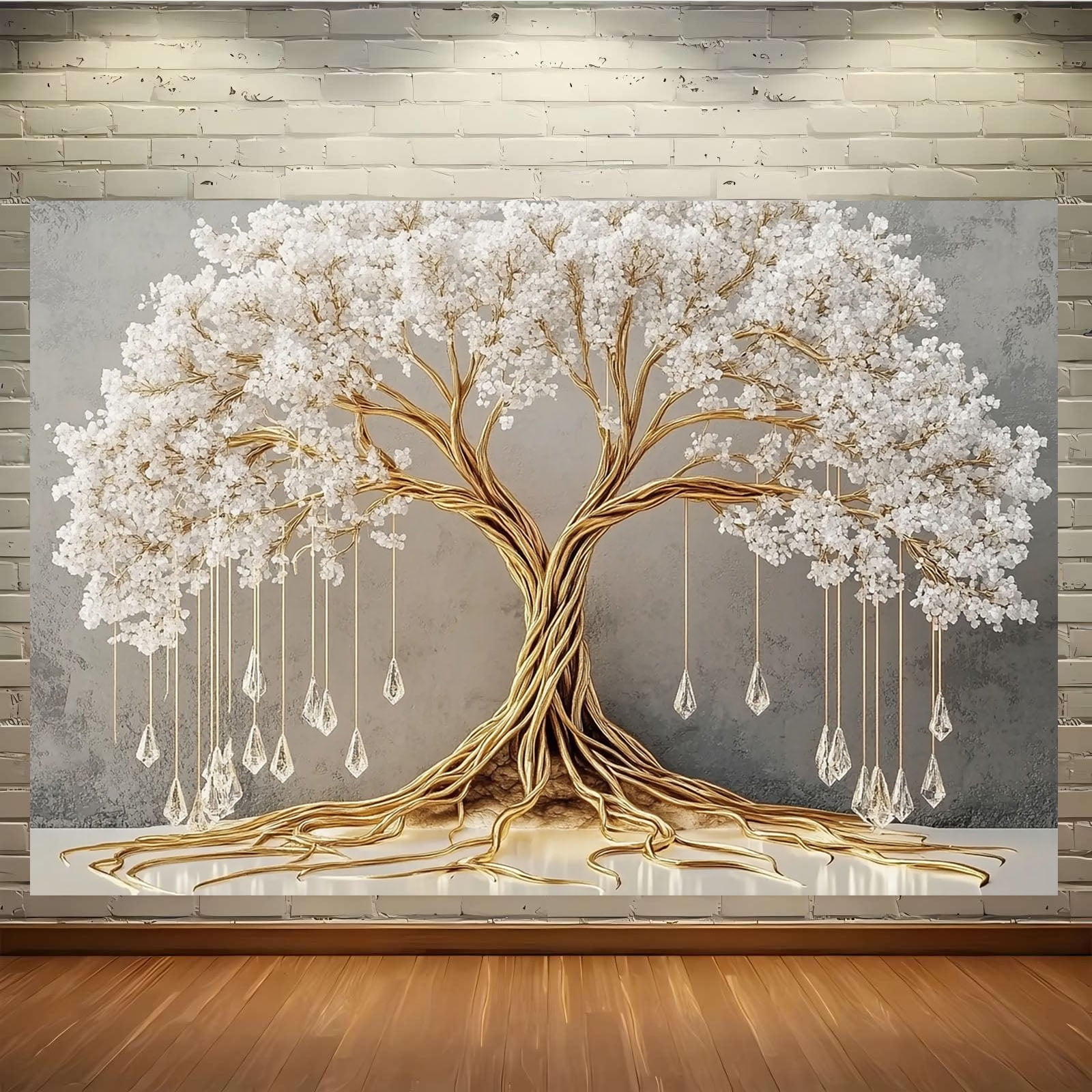 White Tree of Life With Crystal Tassels Photography Backdrops Natural ...
