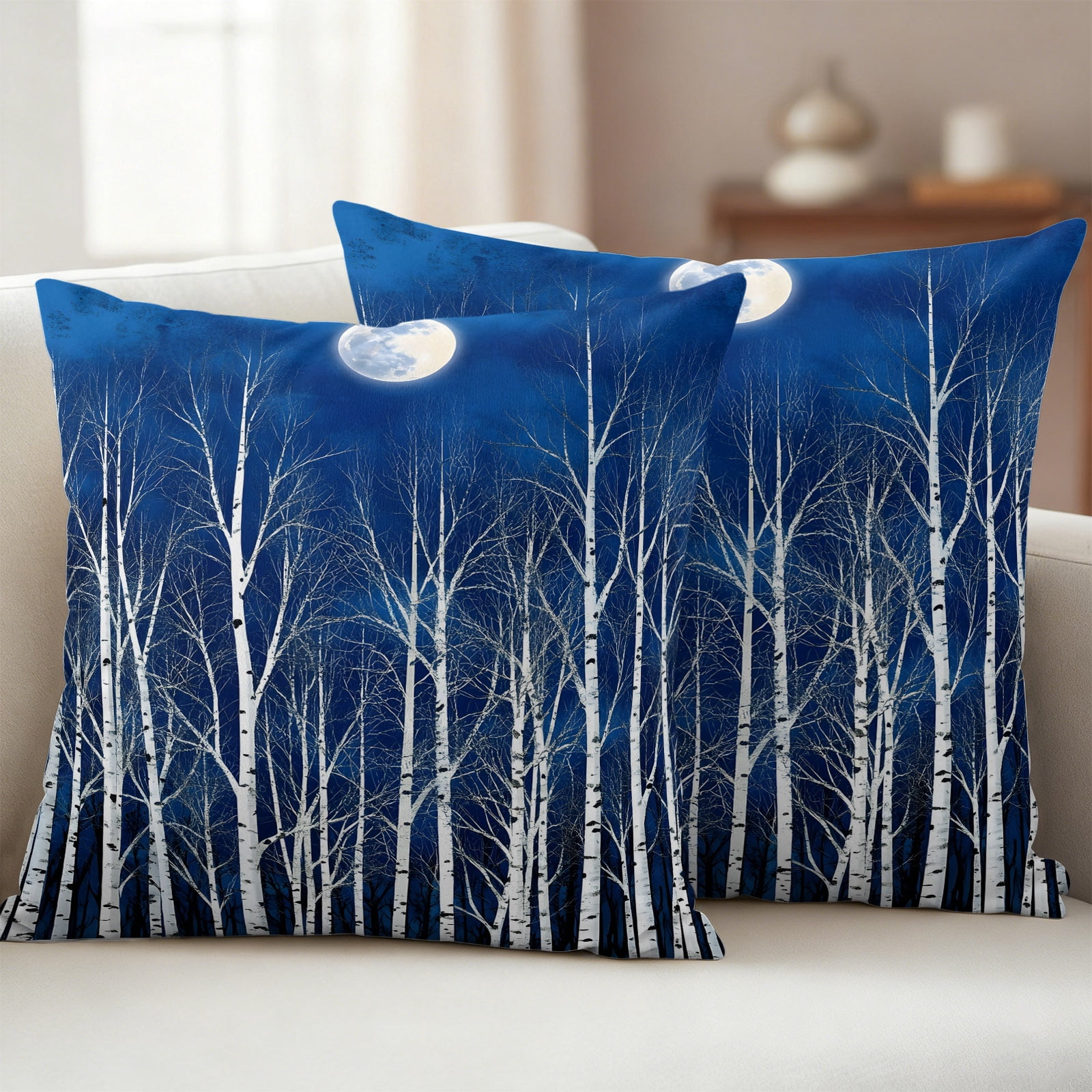 White Tree Outdoor Waterproof Throw Pillow Covers 20x20 Set of 2, Navy ...
