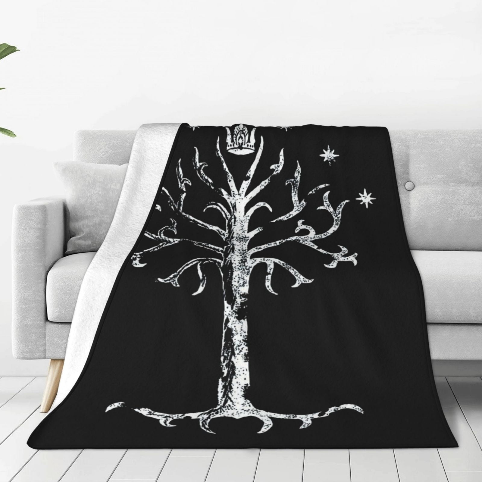 White Tree of Gondor Bed Blanket Fleece Throw Blankets Sofa Plush Soft ...