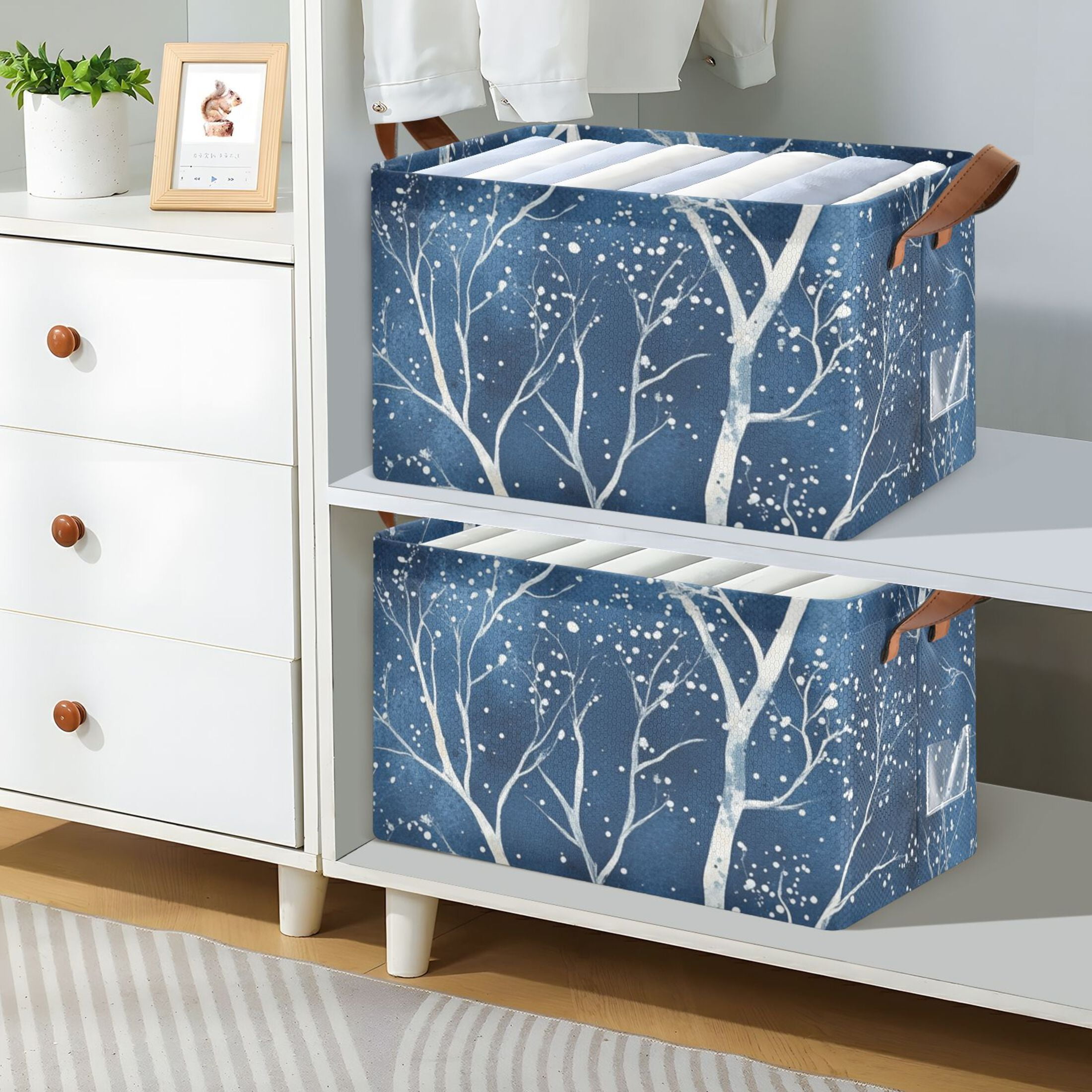 White Trees Winter Foldable Storage Large Fabric Storage Baskets ...