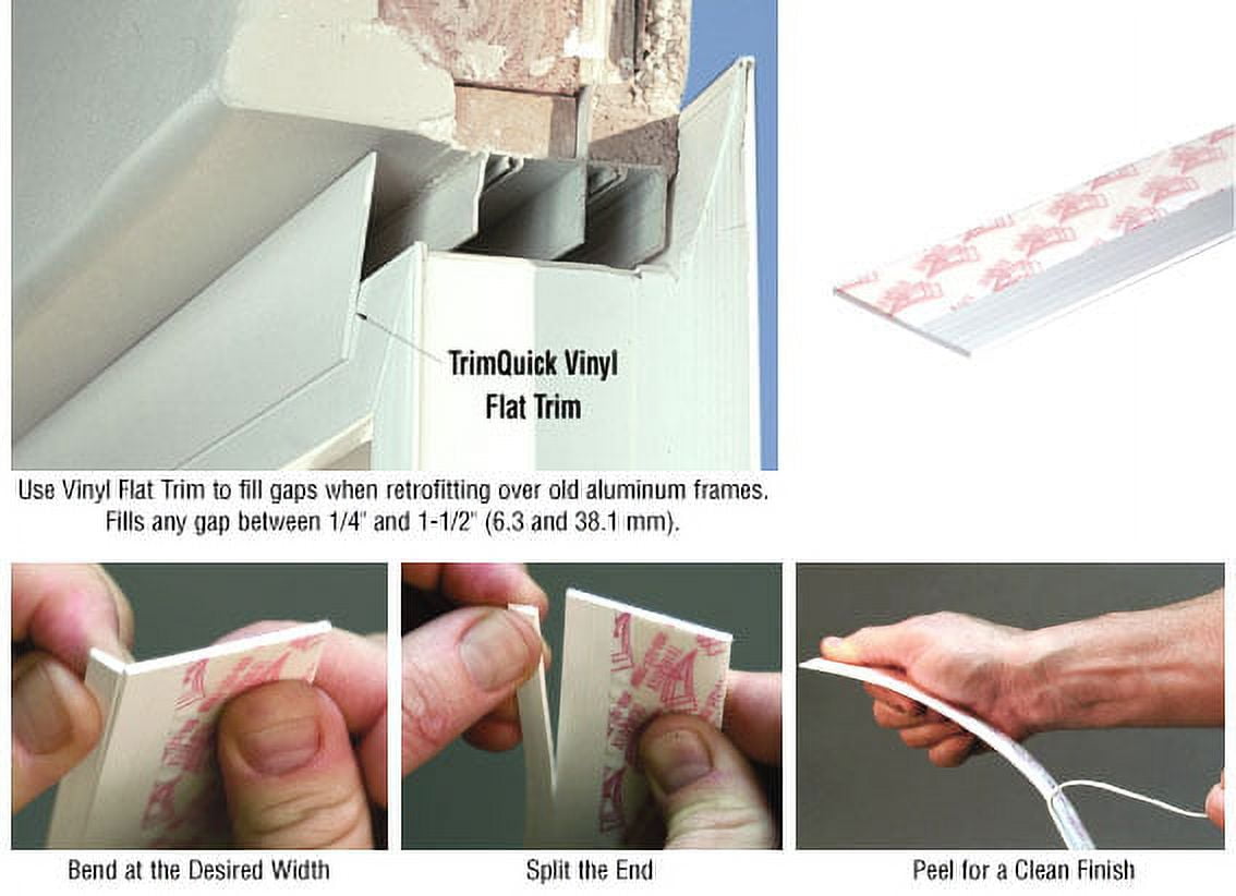 White TrimQuick 1-3/4" Flat Vinyl Trim - 12 ft Long - Pack of 2 ...
