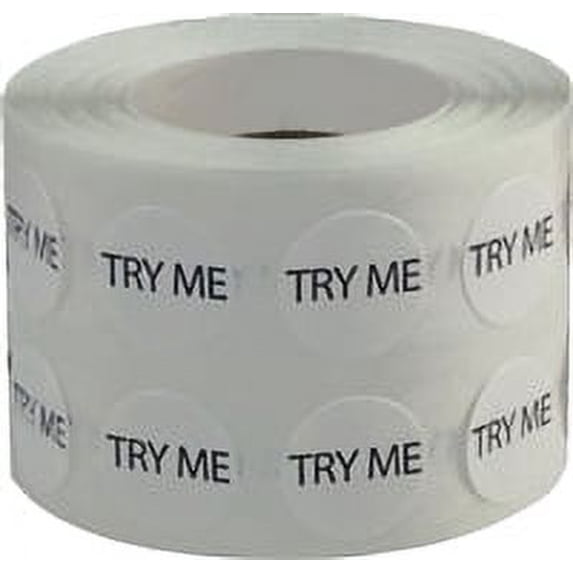 White Try Me Stickers, 1/2 Inch Round, 1000 Labels on a Roll - Walmart.com