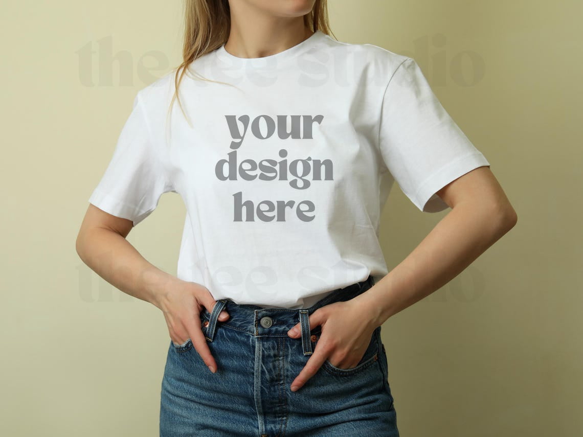 White Tshirt Mockup | White T Shirt Mock Up | Real Model Mock | Gildan ...