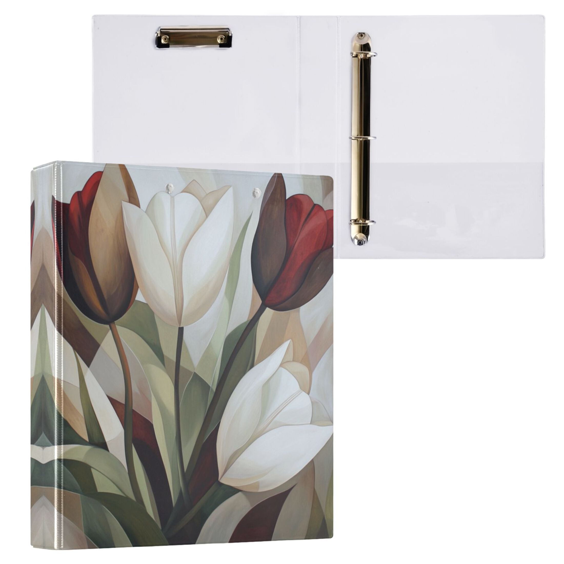 White Tulips 3 Ring Hardcover Binders 1.5in Round Rings for Letter-Size ...