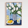 White Tulips Still Life Lemons Blue Table Kitchen Art Unframed Paper ...