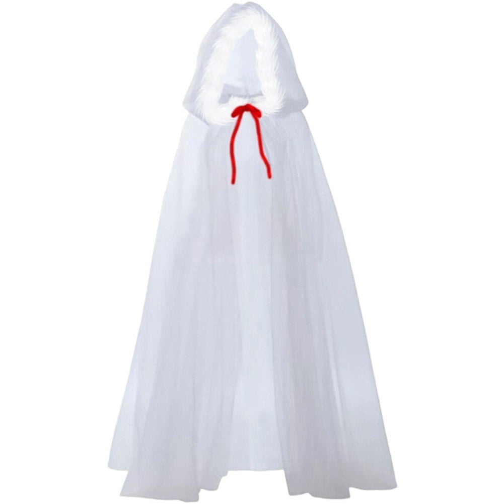 White Tulle Cape, Women Tulle Hooded Cape Adult Full Length Sheer Cape ...