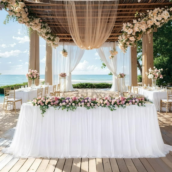 White Tulle Table Cloths for 6 Foot Rectangle Tables - Walmart.com