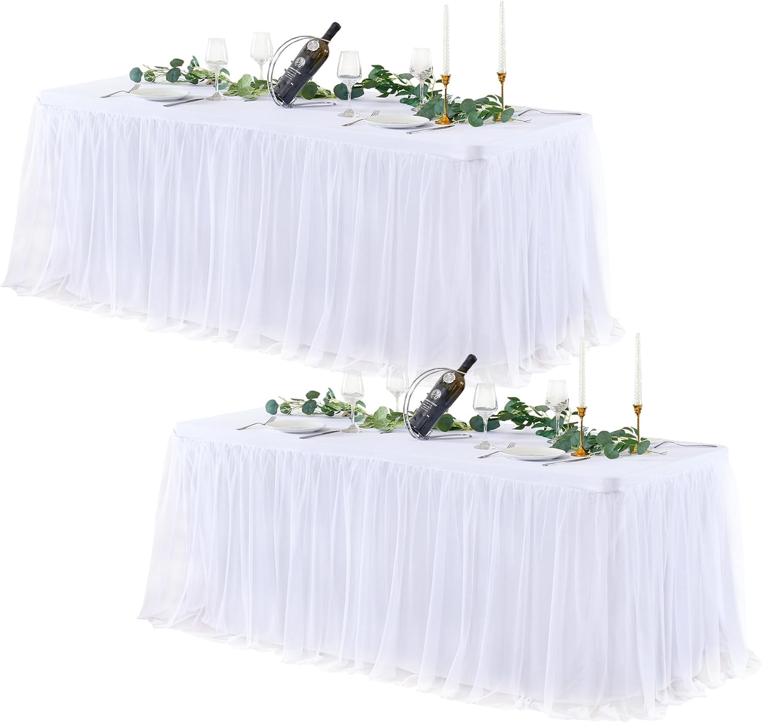 White Tulle Table Skirt Table Cover 6ft Desk Skirt Party Banquet ...