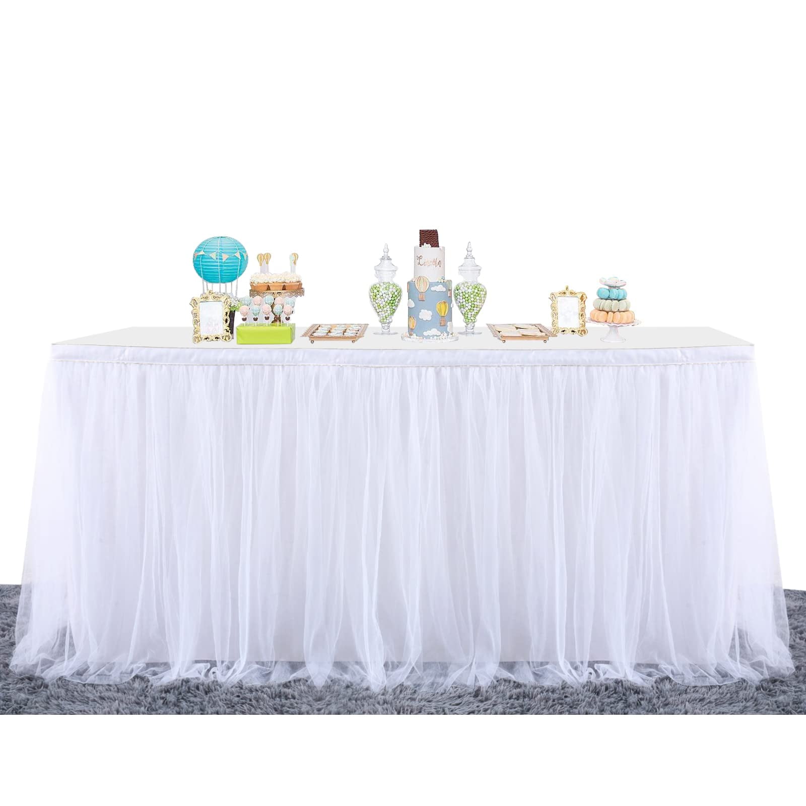 White Tulle Table Skirts for Baby Shower, Table Decoration Tutu Table ...