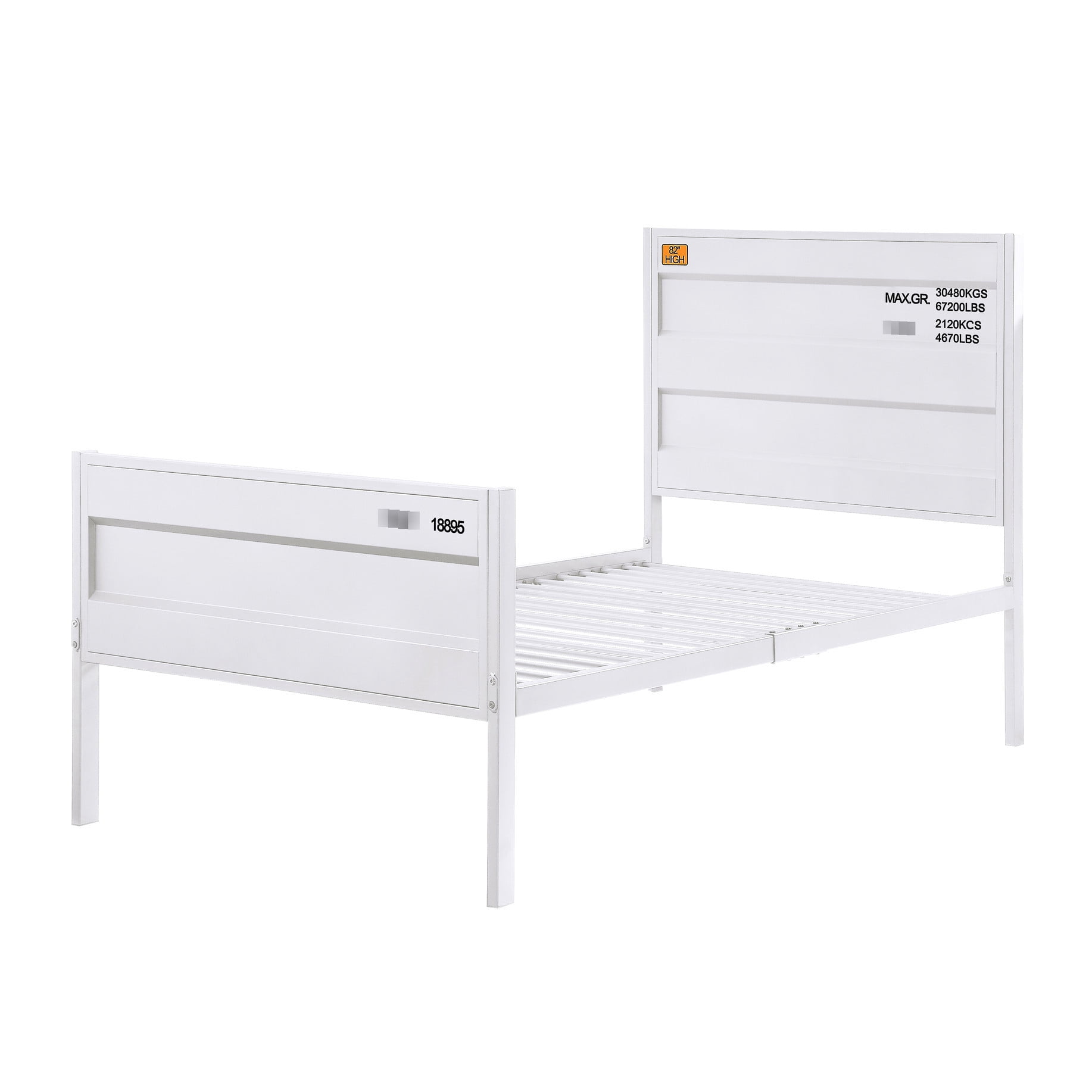White Twin Bed with Cargo - Inspired Recessed Panels - Add Industrial ...