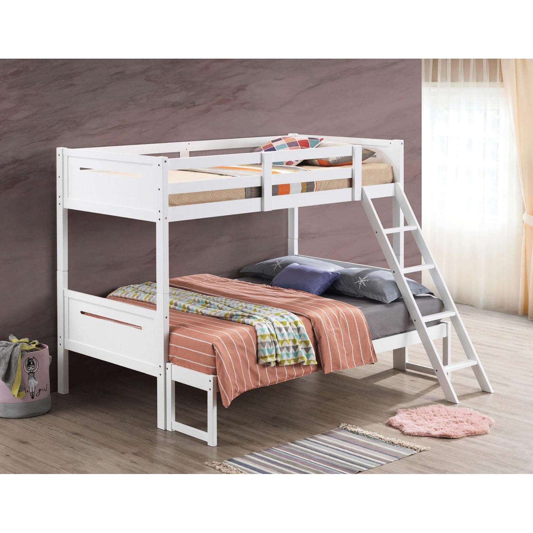 White Twin Bunk Bed Separable into Two Beds / Adaptable Sleeping ...