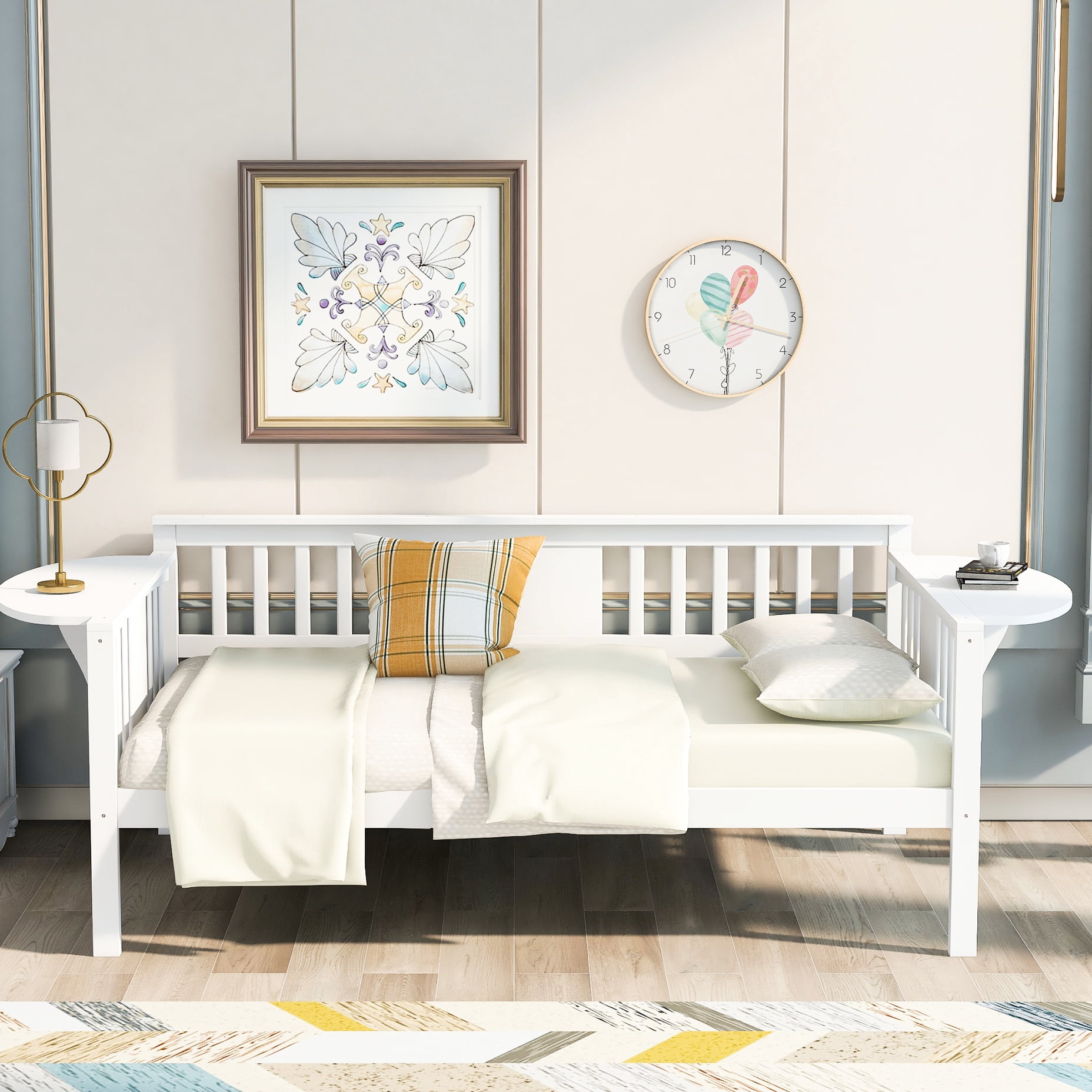 White Twin Daybed With Solid Frame - Multi-functional And Space Saving ...