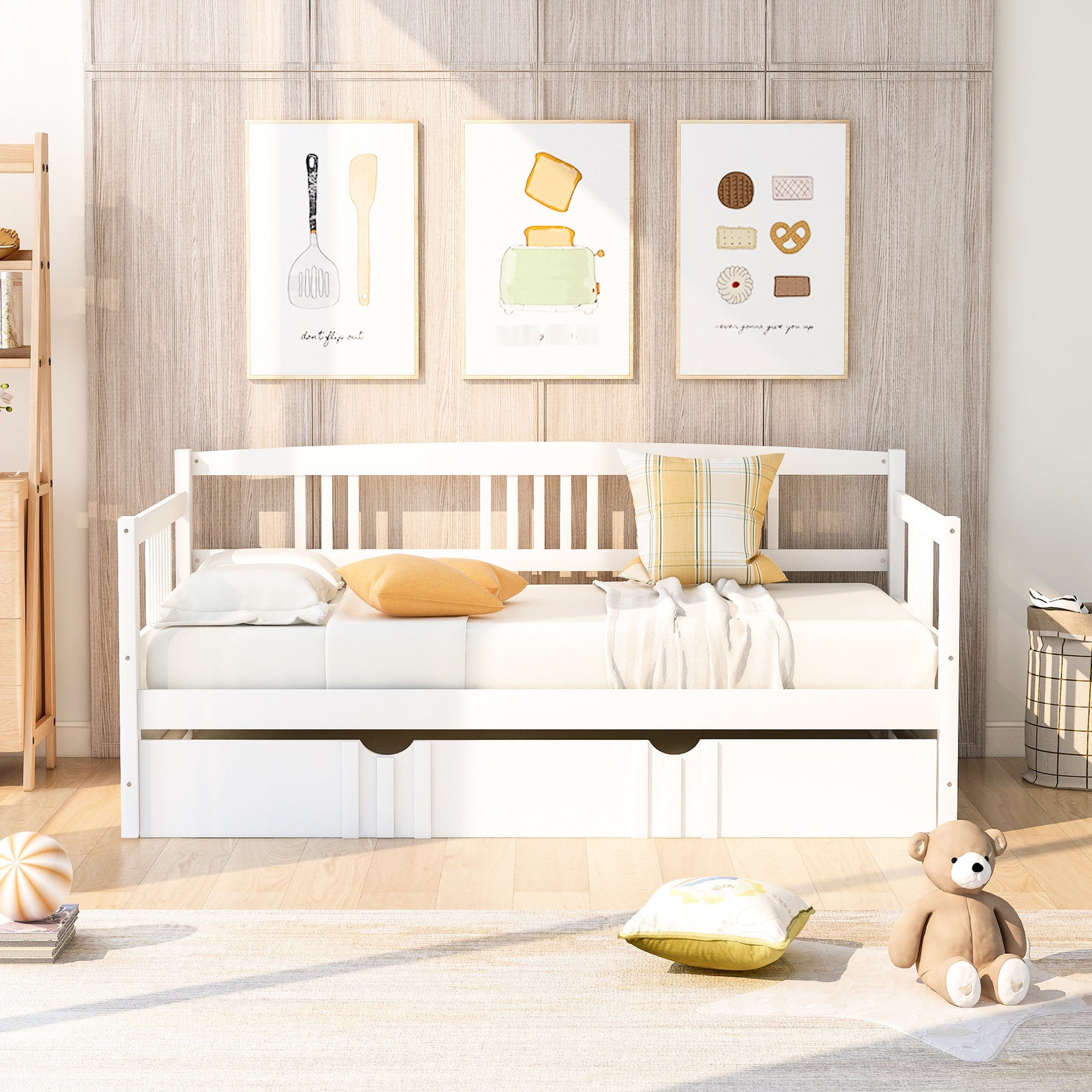 White Twin Daybed with Trundle | Anti-rust Accessories | Simple ...