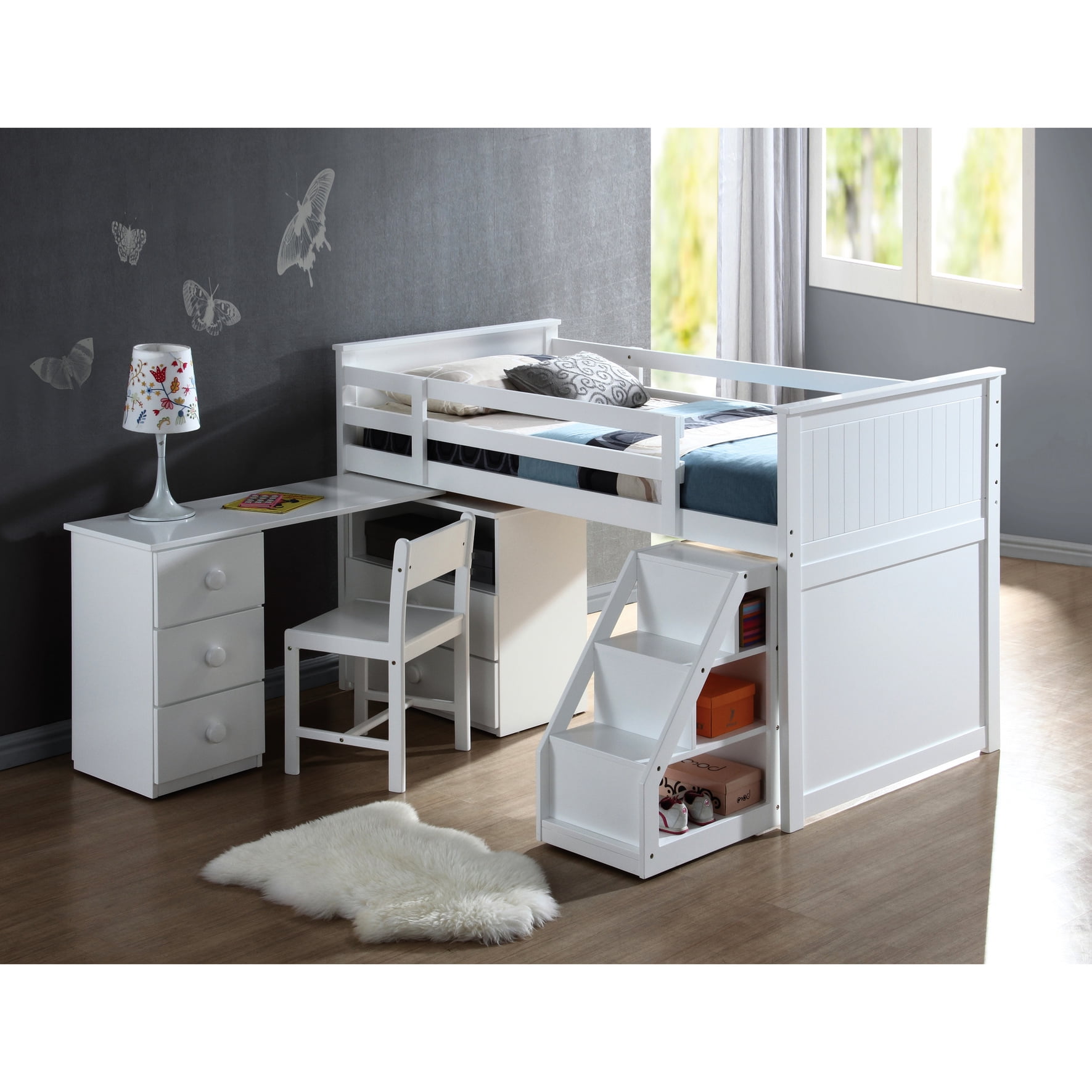 White Twin Loft Bed: Modern And Functional Bedroom Storage Bed In ...