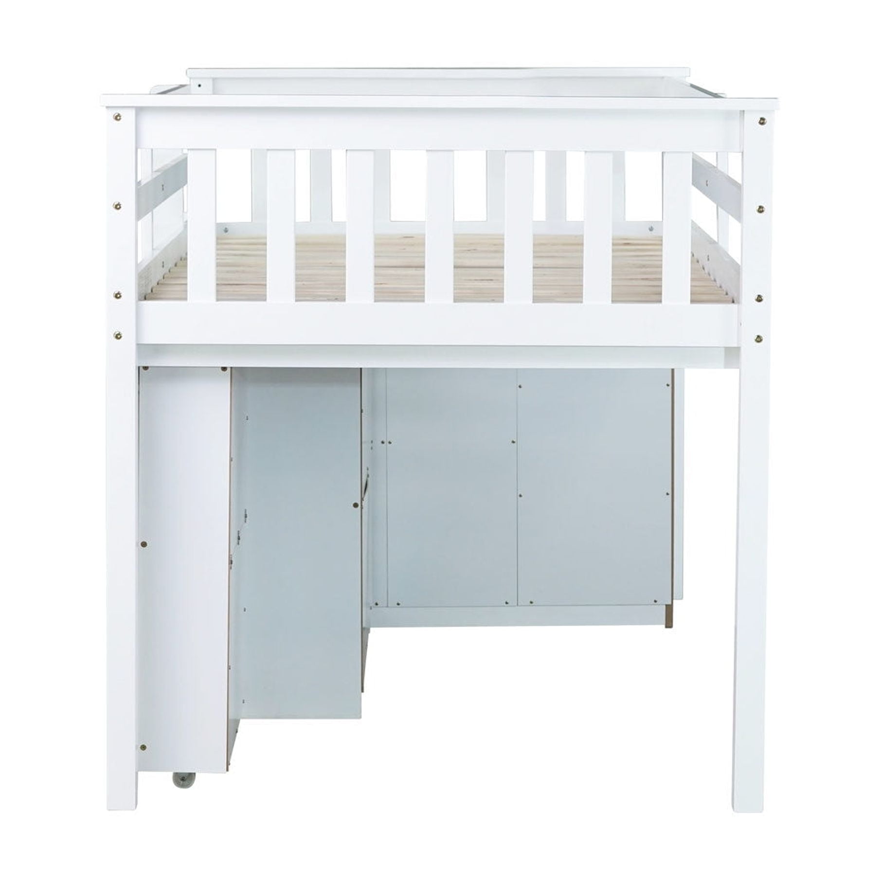 White Twin Loft Bed With Practical Cabinet And Shelf Units - Cabinet ...