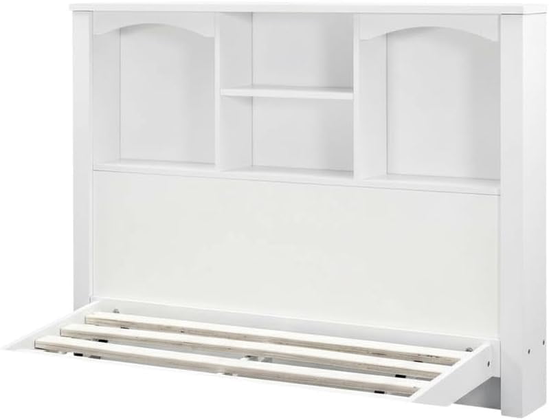 White Twin Sized Bookcase Headboard with Built-in Storage Shelves ...