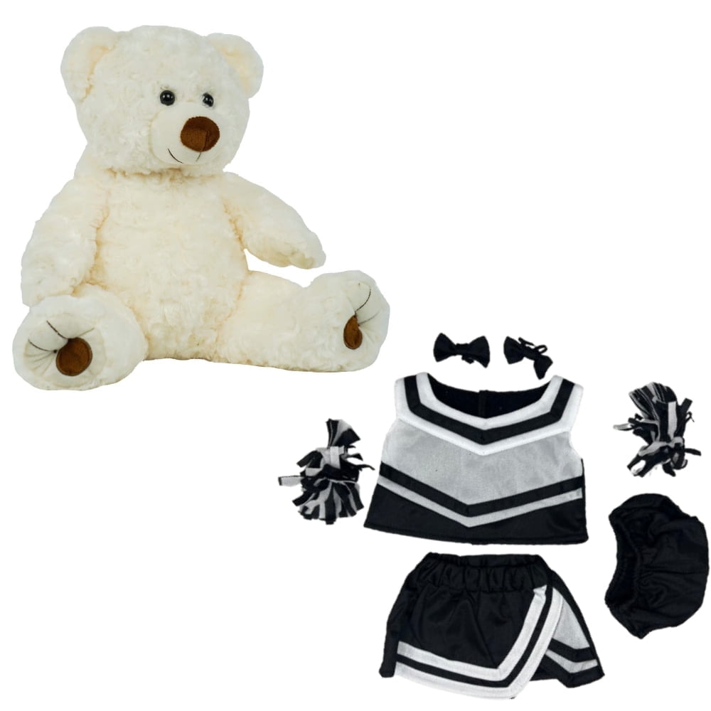 New White Twist Bear 16-Inch Stuffed Toy with Black and White ...