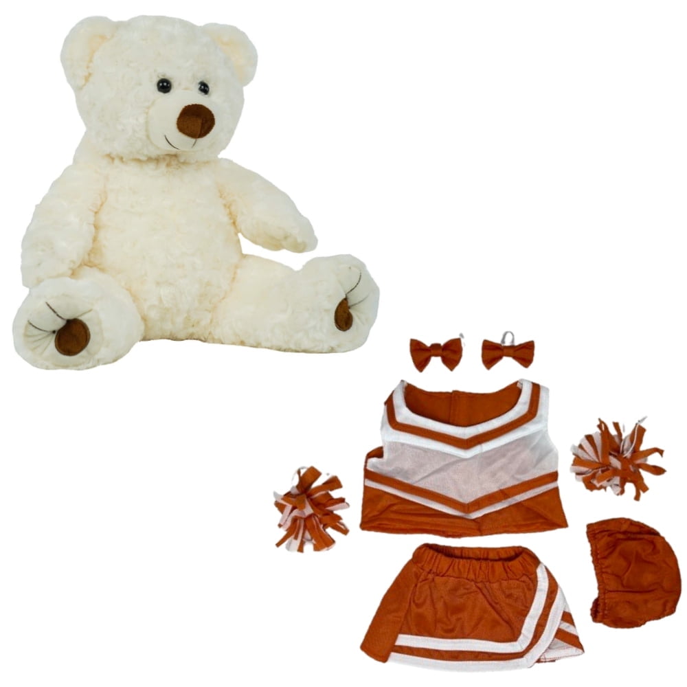 New White Twist Bear 16-Inch Stuffed Toy with Orange and White ...