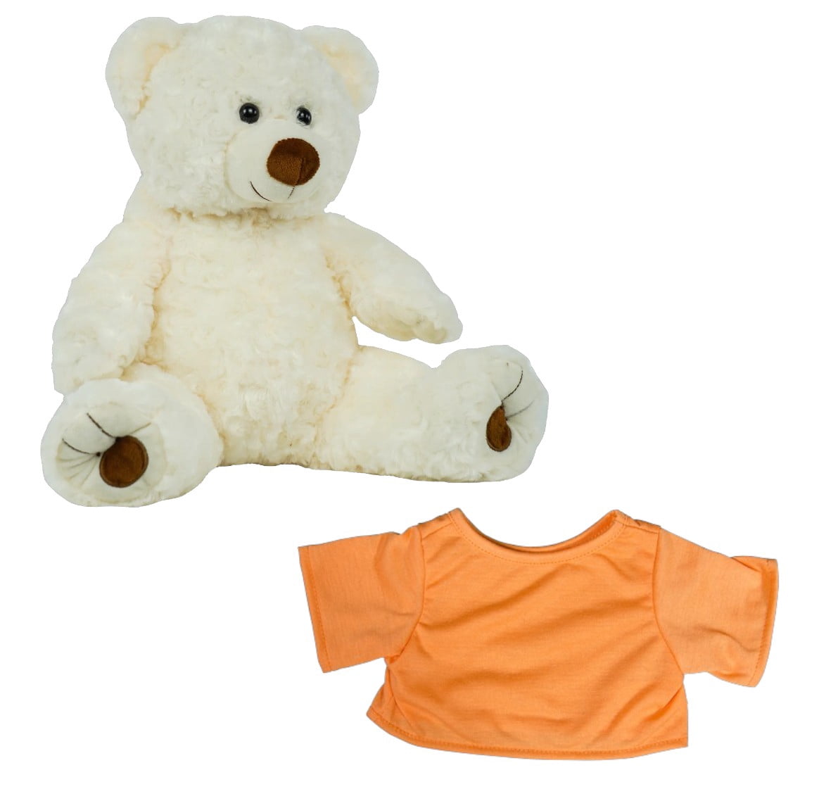 White Twist Bear Stuffed Toy - 16-Inch Plush Animal and Orange T-Shirt ...