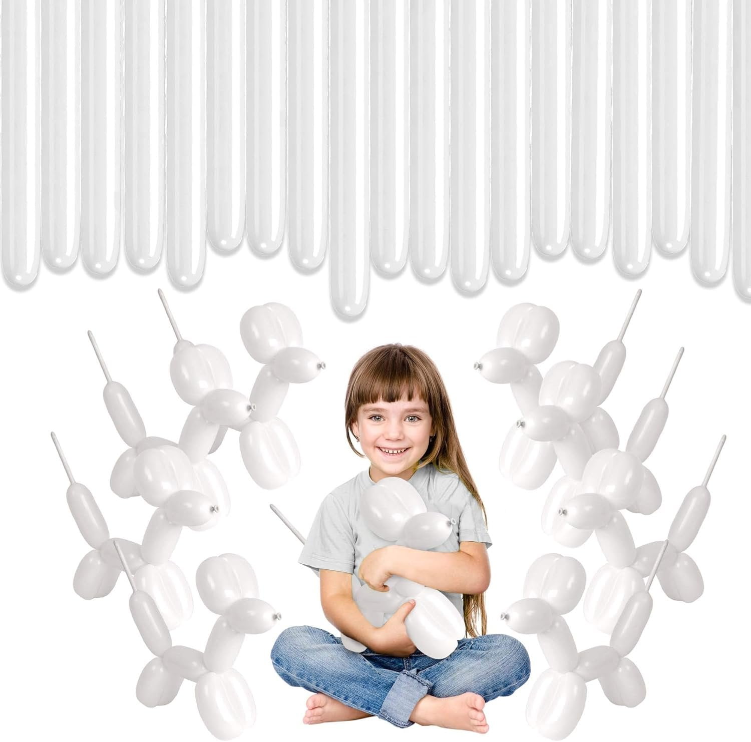 White Twisting Balloons - Long Balloons - 200 Pack - Walmart.com