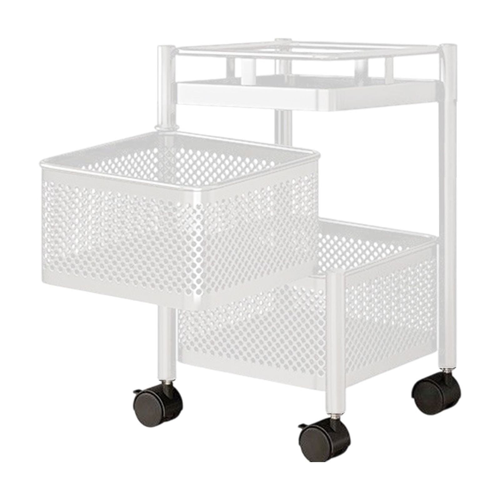 White Two Tier Floor Standing Rotating Shelves Multi Layer Trolley ...