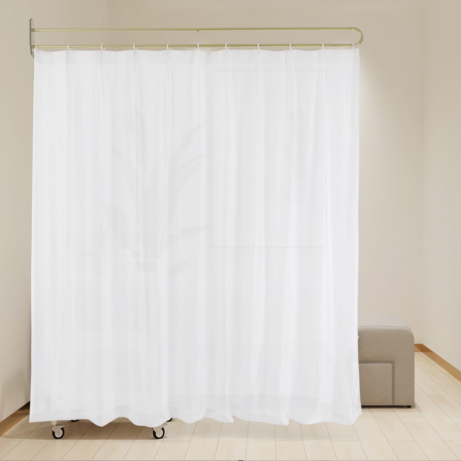 White U-Shape Privacy Partition Curtains for Room Divider Partitions ...