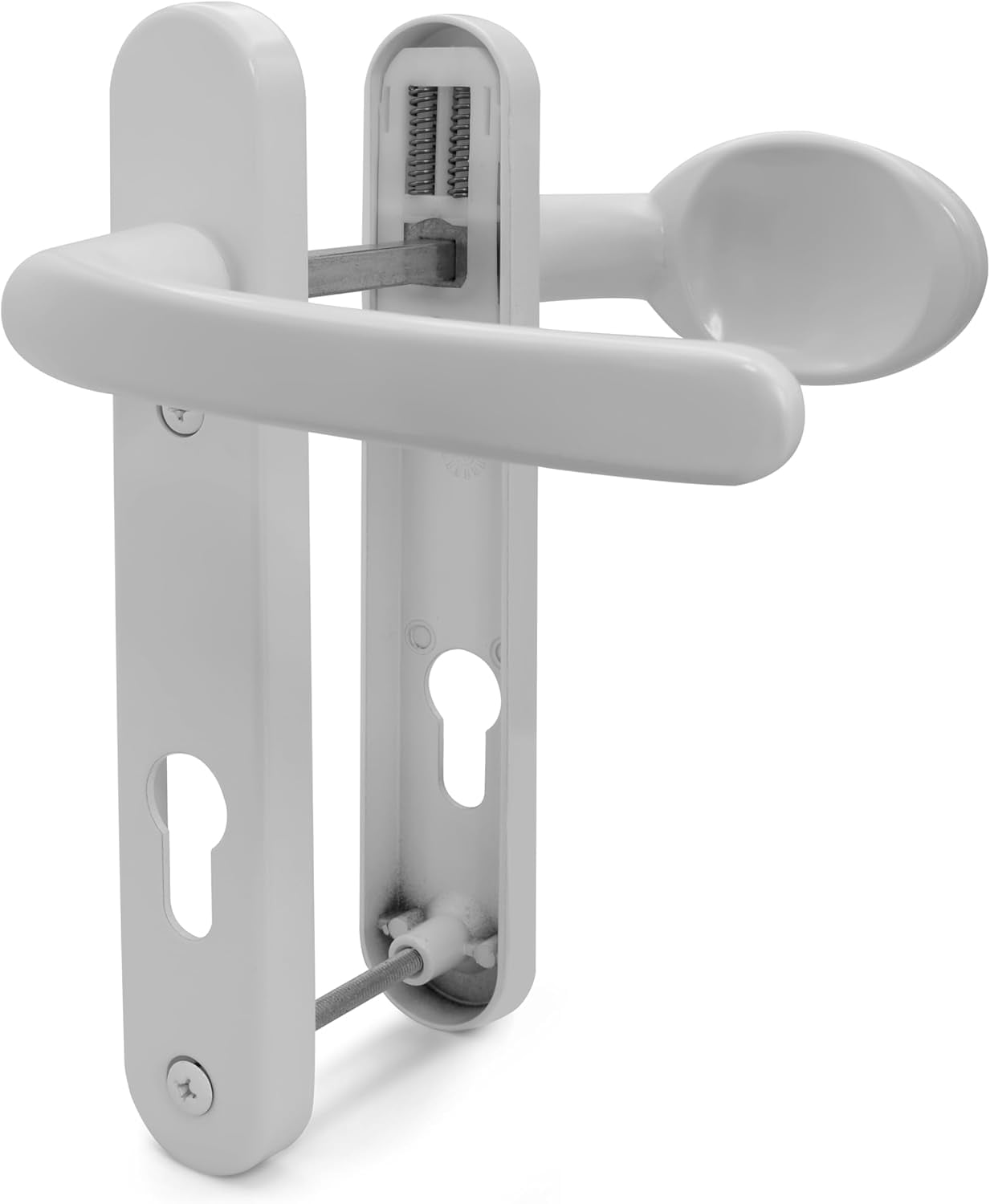 White UPVC Door Handle Pair Set, Sprung, 92mm PZ (Centres), Lever ...