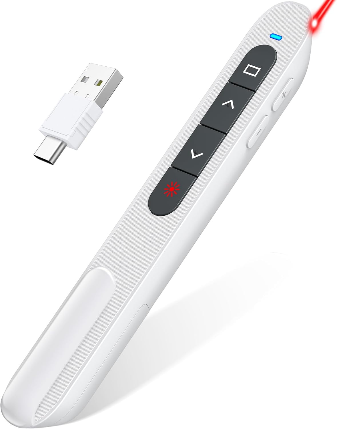 White USB C Presentation Clicker, Volume Control Wireless Presenter, RF ...