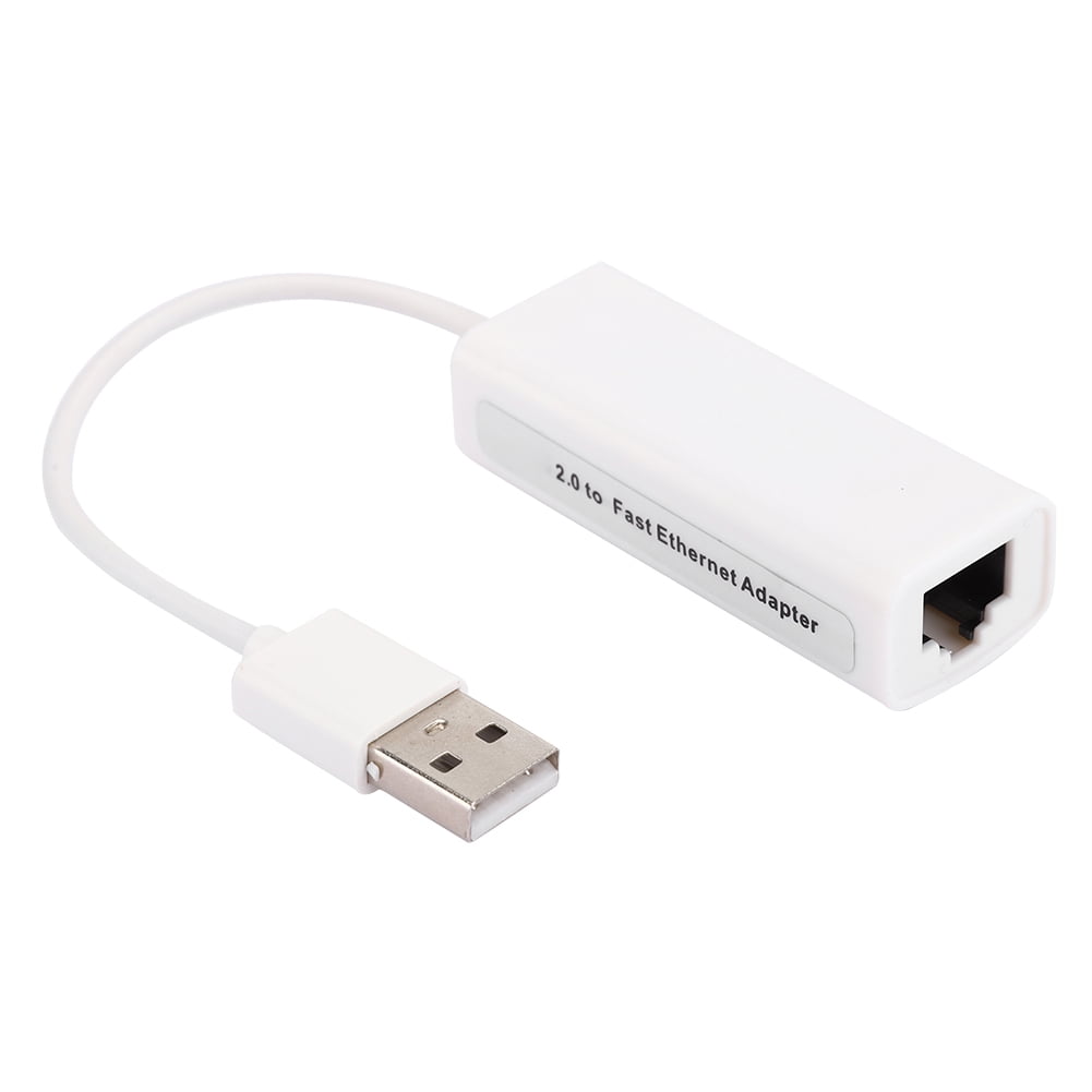 White USB2.0 Ethernet Adapter - High-Speed External Network Card with ...