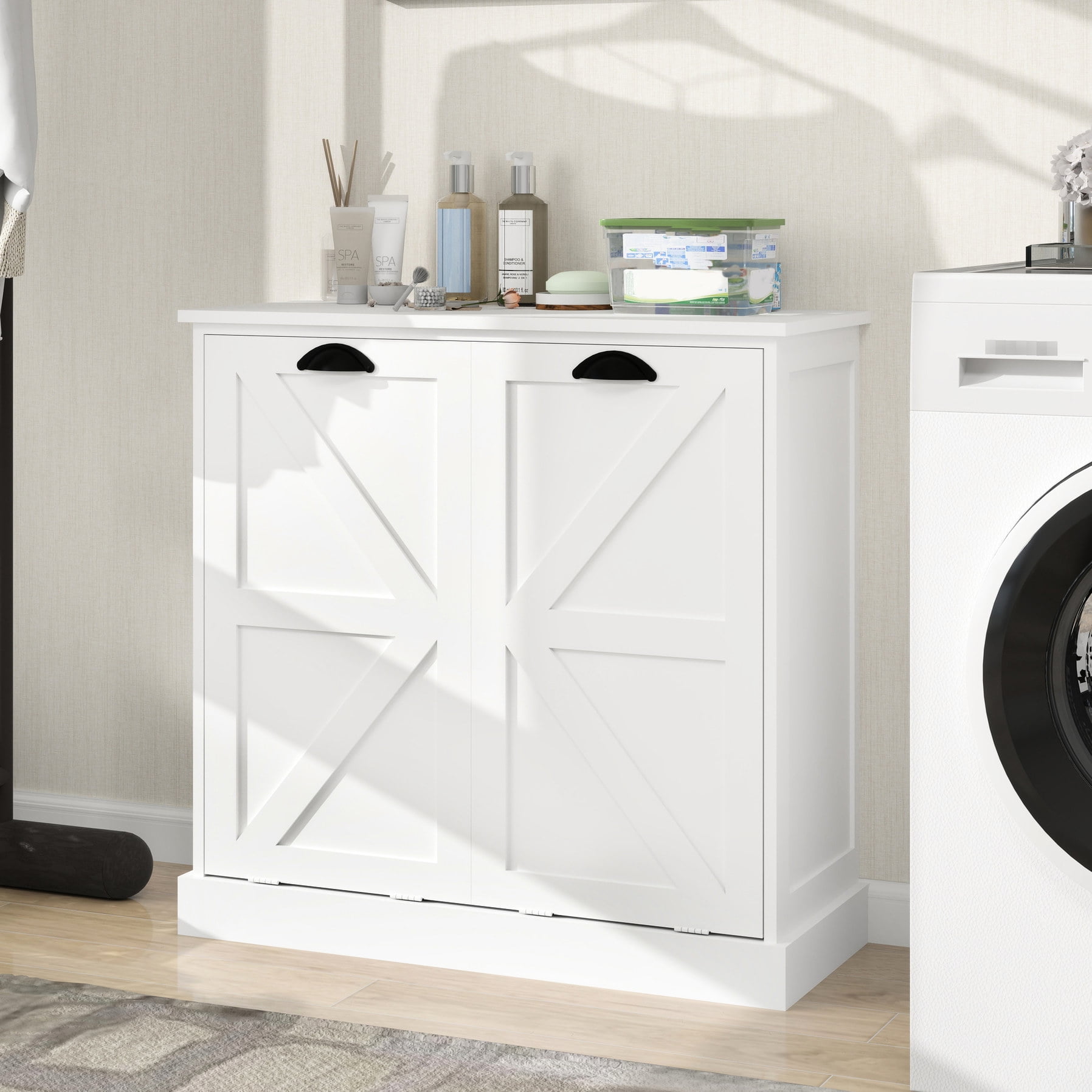 White UV-Painted Cabinet - Tilt-Out Sorting - In Home Laundry Zones ...