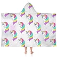 White Unicorn Head Pattern Hooded Bath Towel，50"x30" for Ages 3 To 12 ...