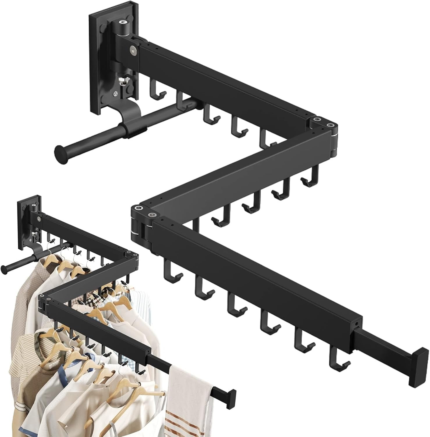 White Upgrade Tri - Fold Collapsible Wall - Mounted Laundry Rack ...