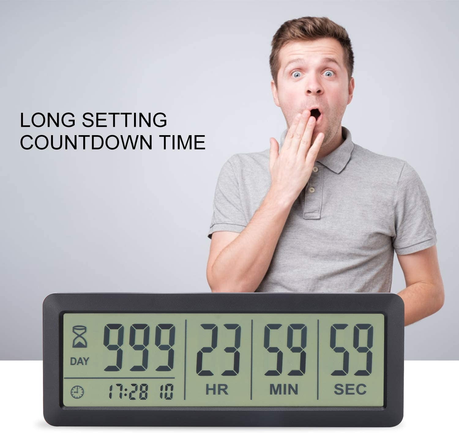 White Upgraded Digital 999 Days Countdown Timer Display time for Retirement Vacation Exam ...