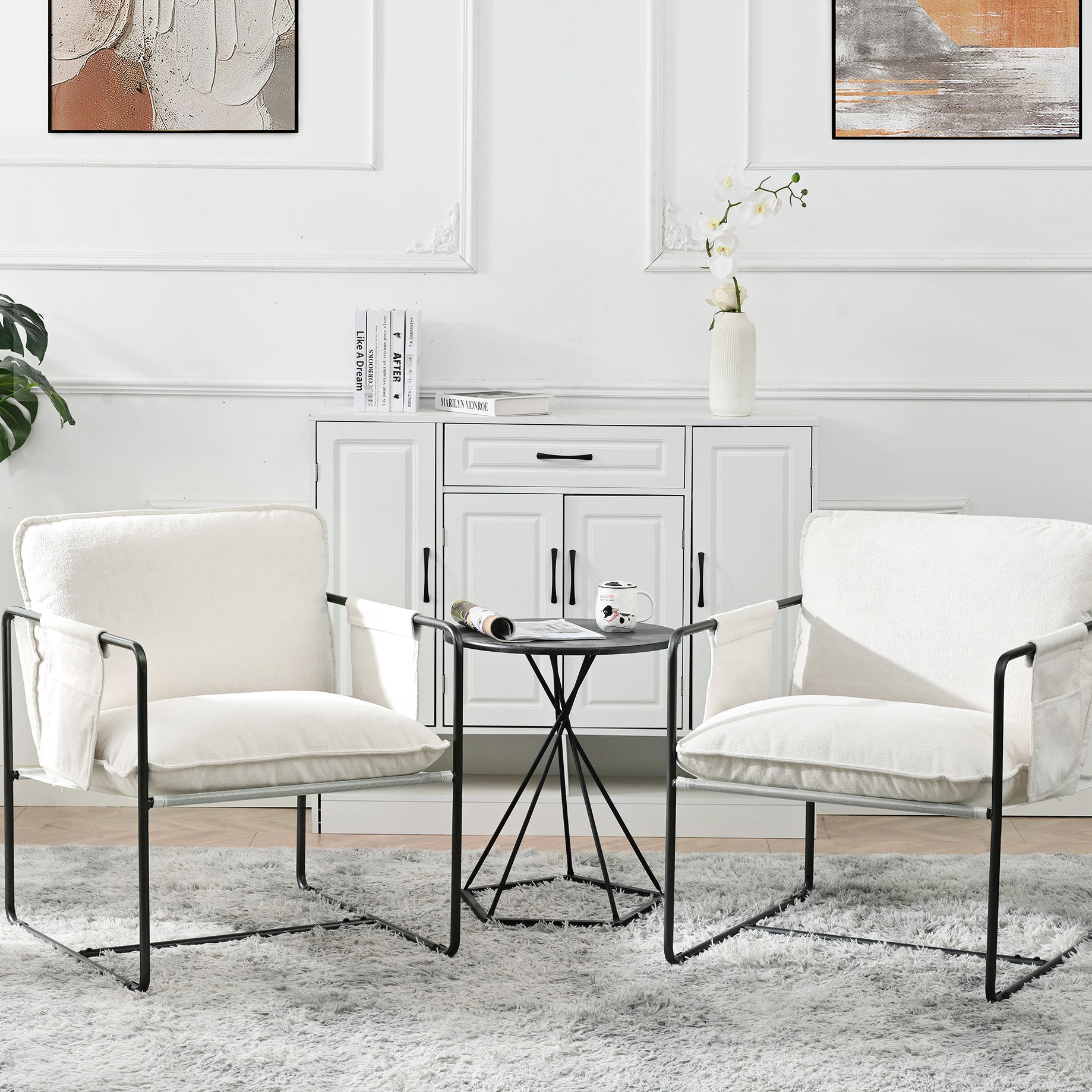 White Upholstered Armchair | High - Resilience Seating for Multiple ...