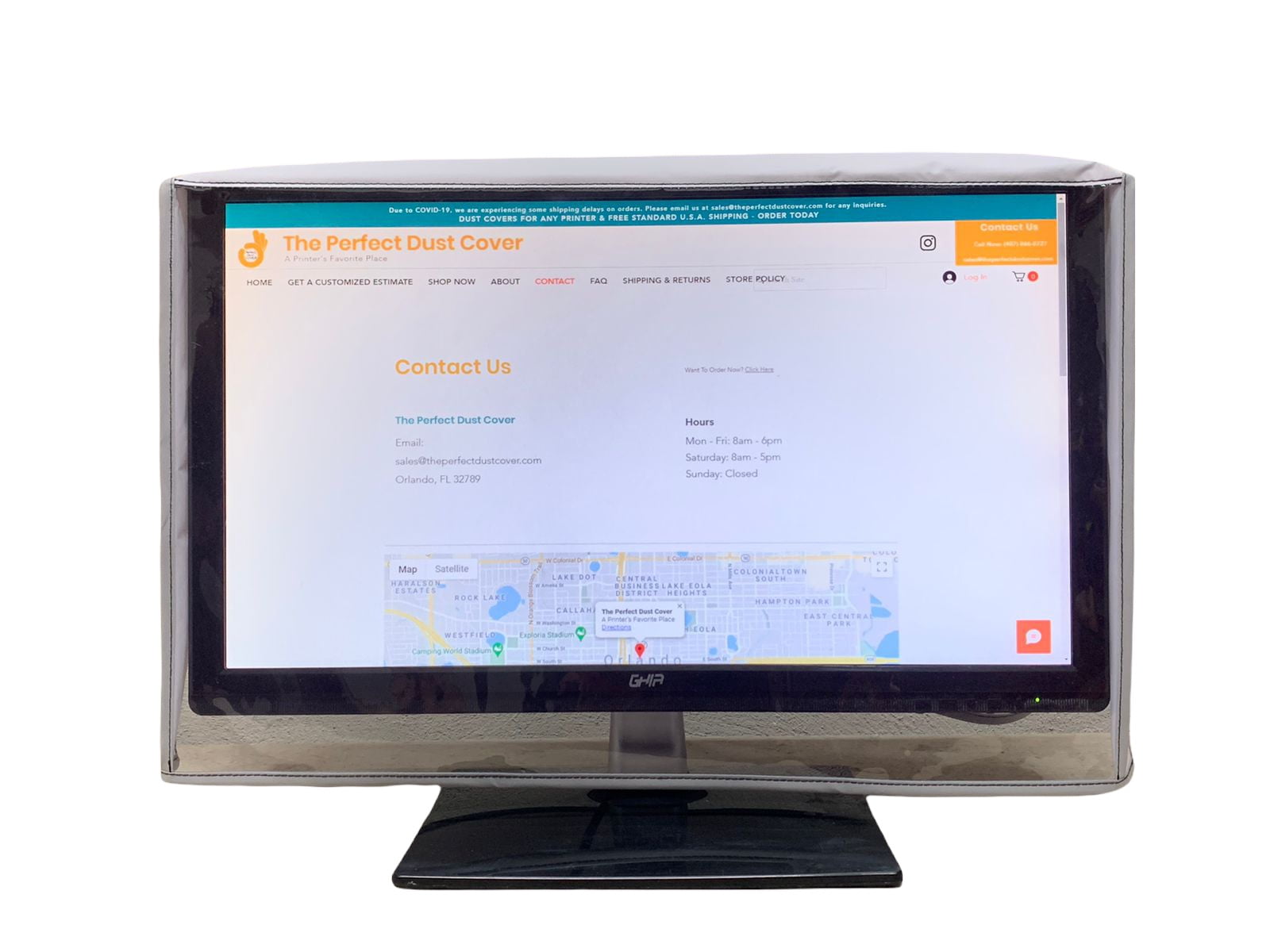 White VINYL Cover WITH CLEAR FRONT Compatible with 24-inch LED / LCD ...