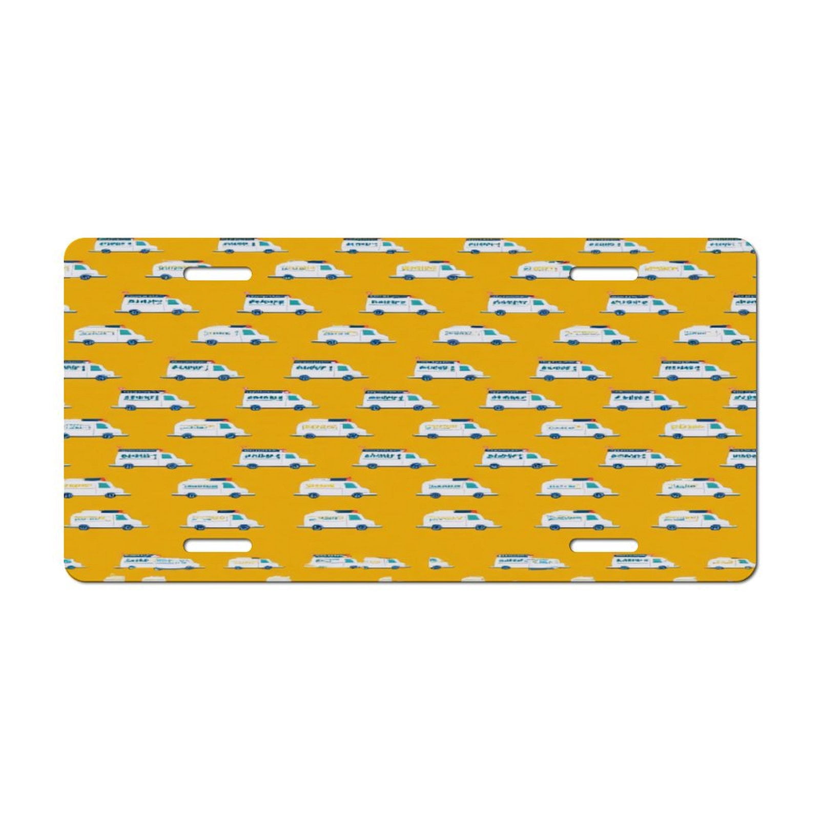 White Van Pattern on Orange Car Decorative Front License Plate,Vanity ...