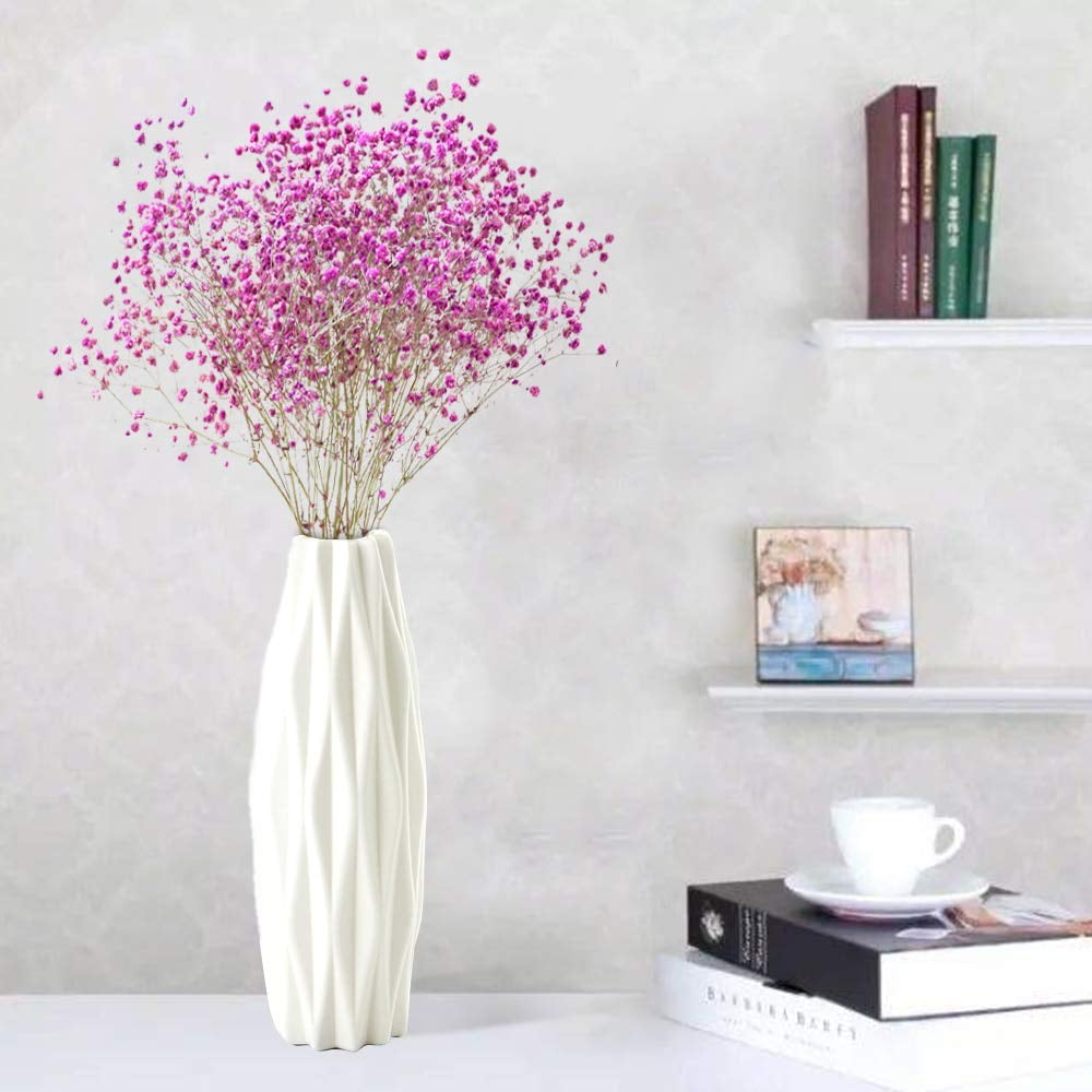 White Unbreakable Vase for Flowers, Geometric Style, Ceramic Look ...