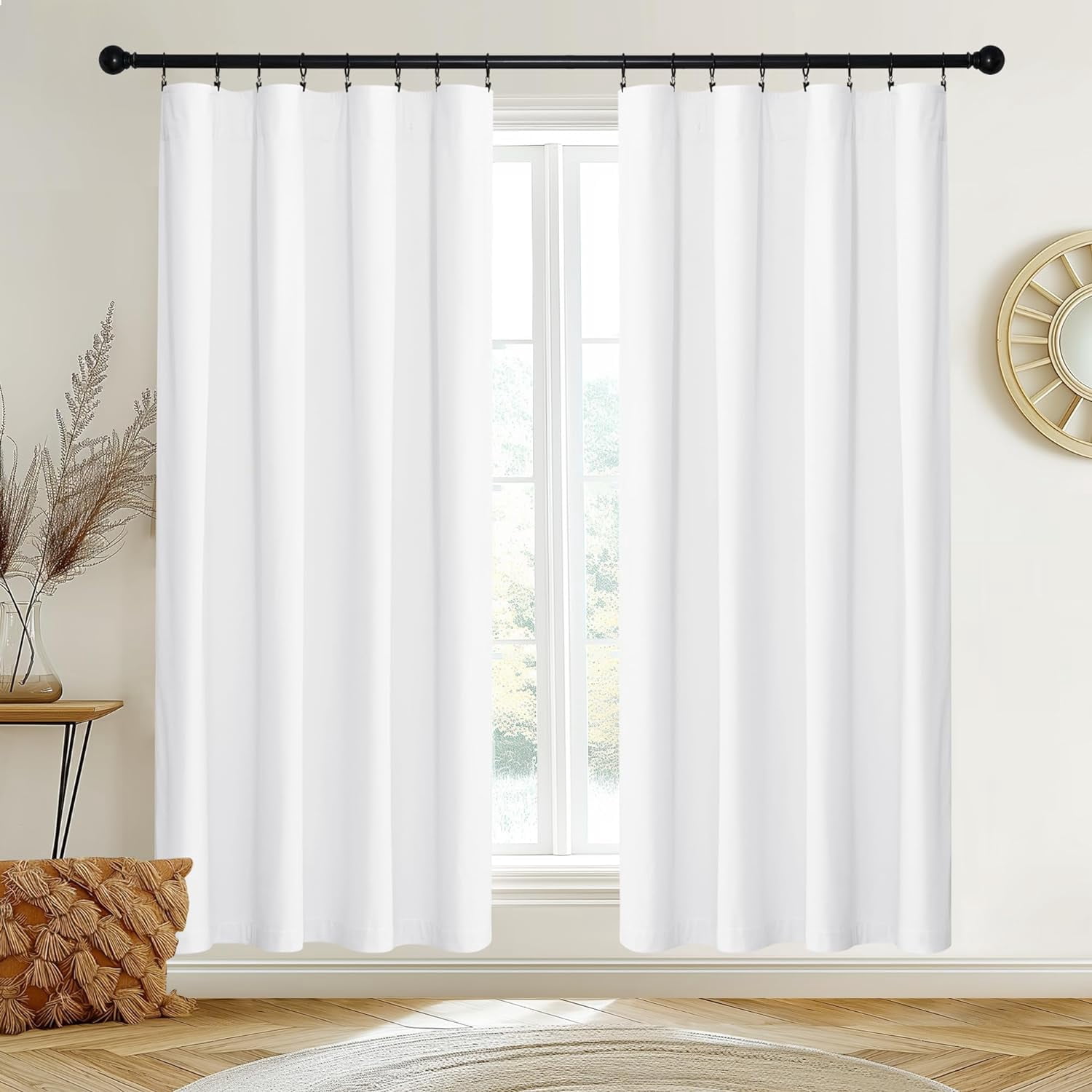White Velvet Curtains 72 inches for Bedroom, Sound Reducing Heavy-Duty ...